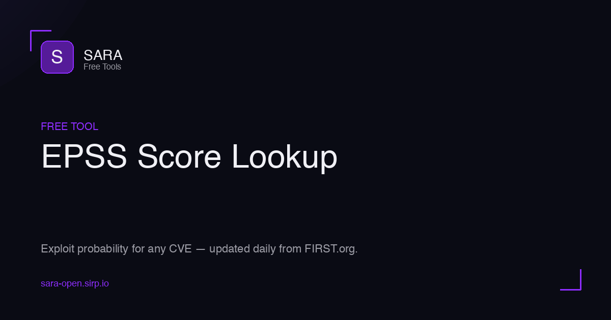 EPSS Score Lookup — Free CVE Exploit Probability Tool | SARA